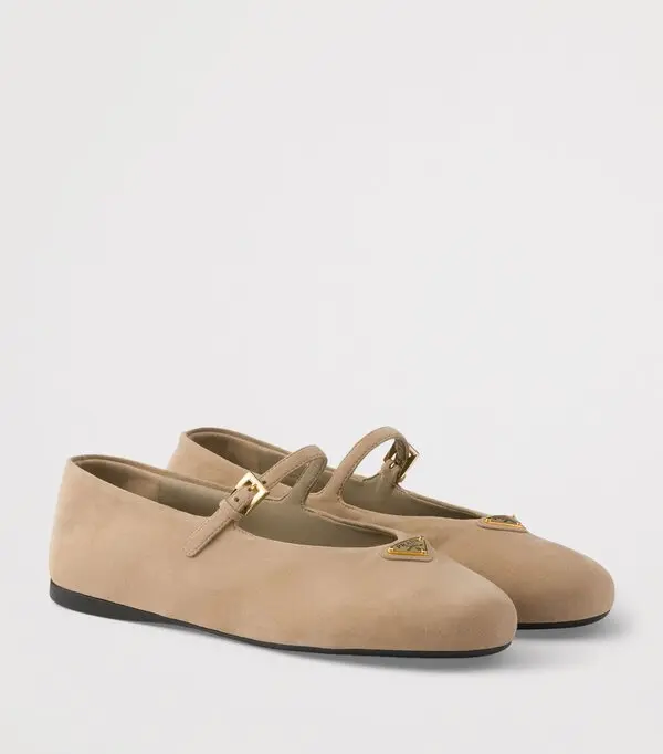 Prada Suede Ballet Flats - Neutral