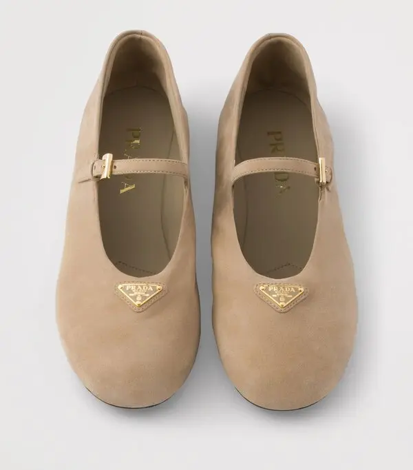 Prada Suede Ballet Flats - Neutral