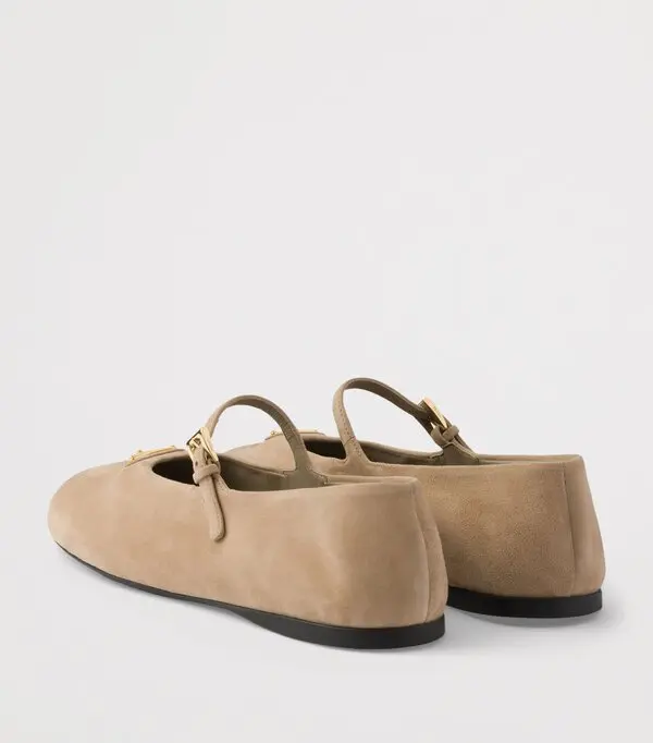 Prada Suede Ballet Flats - Neutral