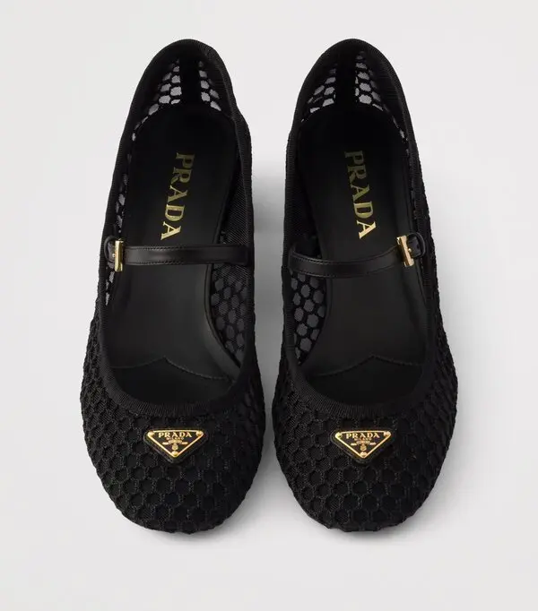 Prada Mesh Open-work Mary Janes
