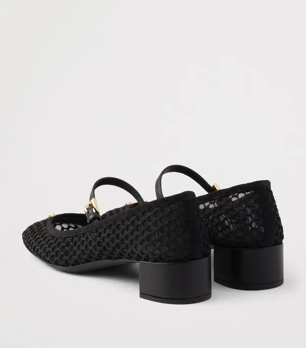Prada Mesh Open-work Mary Janes