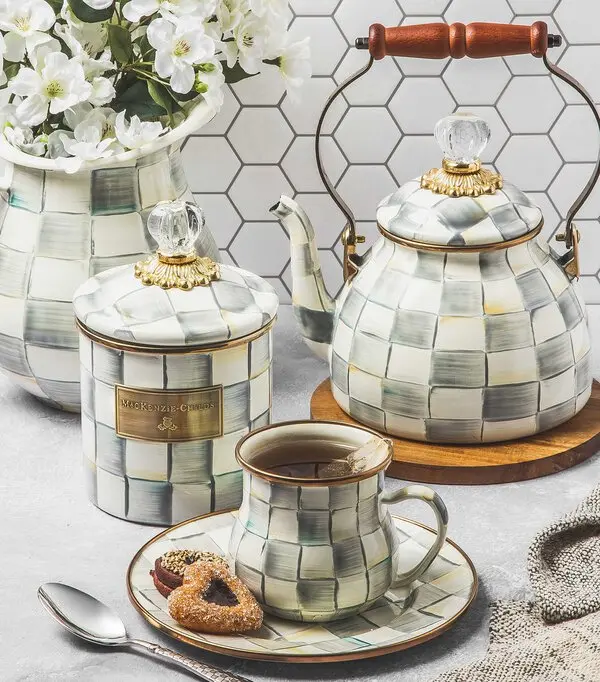 MACKENZIE-CHILDS Sterling Check Mug - Silver