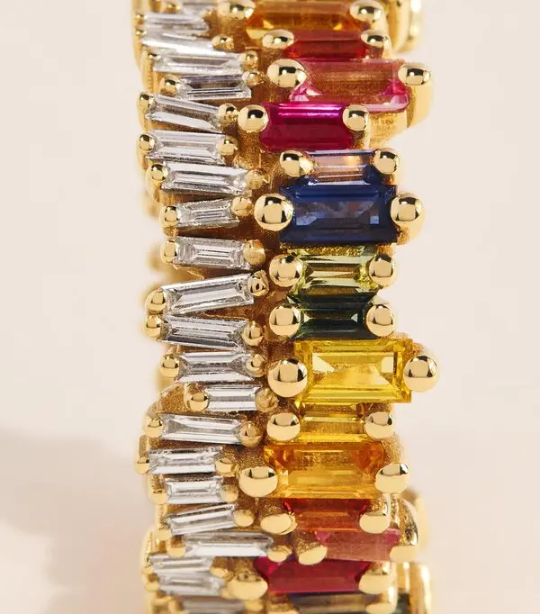 SUZANNE KALAN Yellow Double Stack Eternity Ring With Diamonds And Rainbow Sapphires