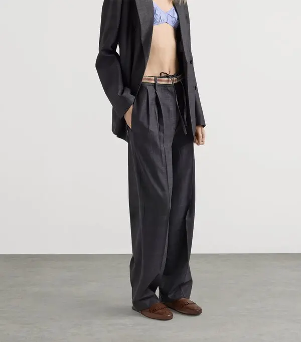 Prada Wool Check Tailored Trousers