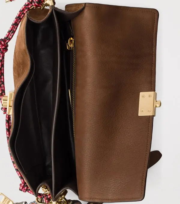 Prada Small Suede Soft Sound Shoulder Bag - Brown