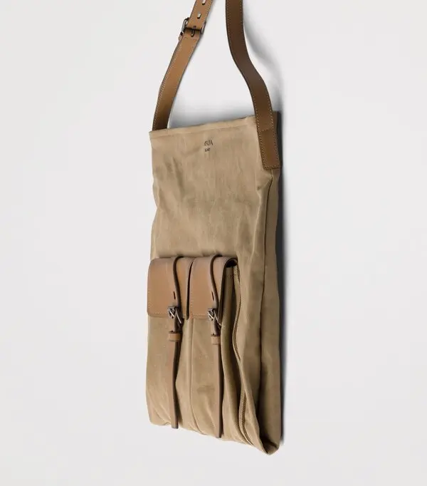 Prada Canvas And Leather Shoulder Bag - Neutral