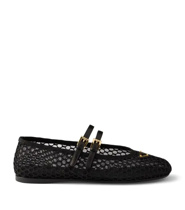 Prada Mesh Mary Jane Ballet Flats