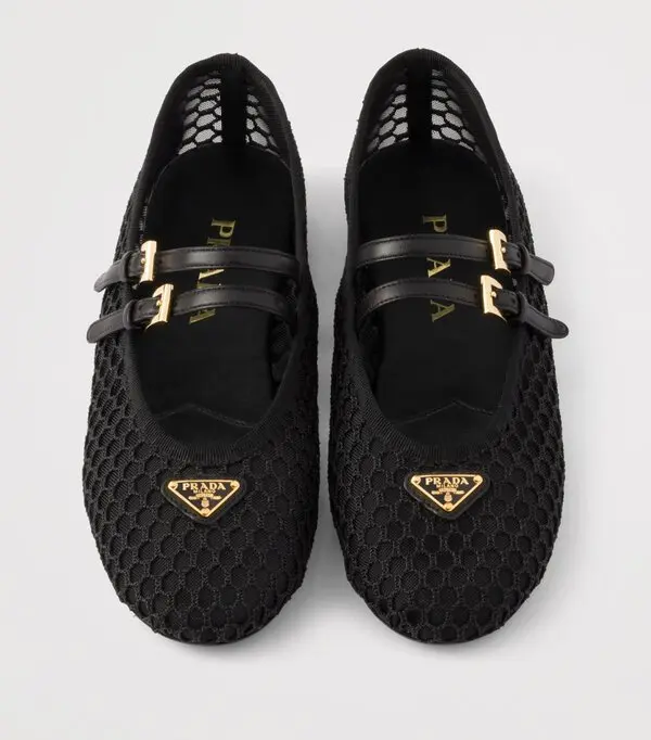 Prada Mesh Mary Jane Ballet Flats