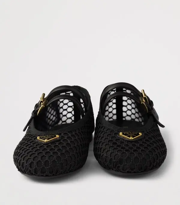 Prada Mesh Mary Jane Ballet Flats