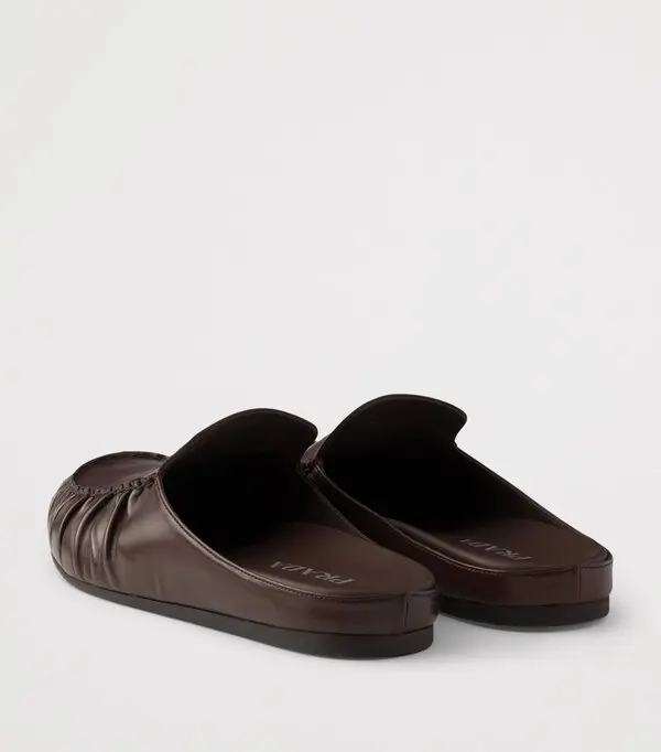 Prada Leather Mules - Brown