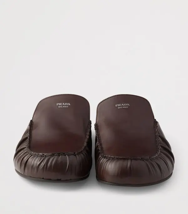 Prada Leather Mules - Brown