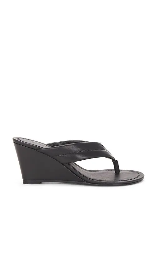 ST. AGNI Stitch Detail Thong Wedge Sandal - Black