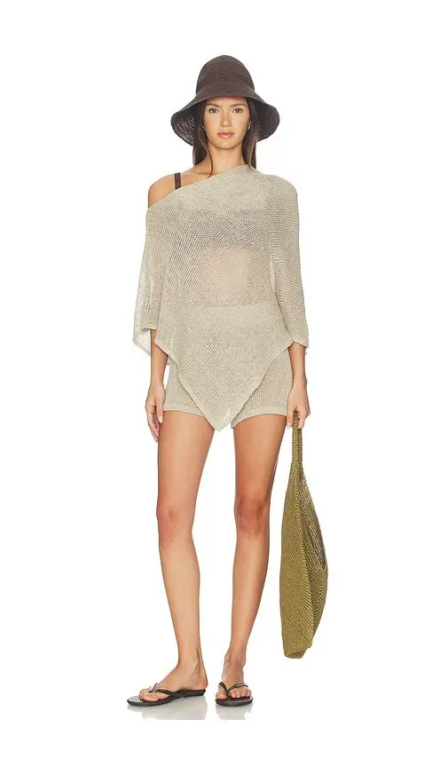 Enza Costa Linen Open Knit Poncho
