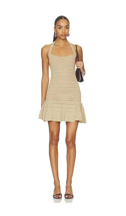 LOVERS AND FRIENDS Flora Pointelle Halterneck Dress - Tan