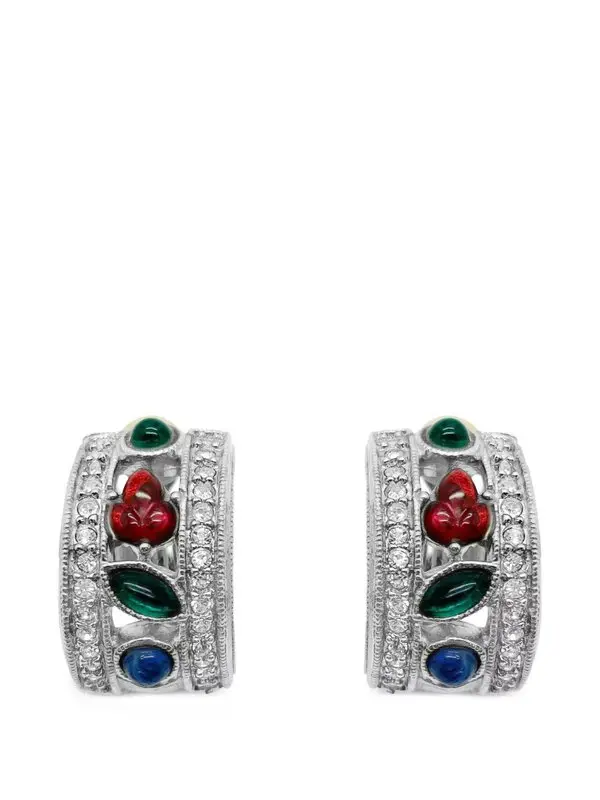 Givenchy 1980s Deco Style Tutti Frutti Earrings - Silver