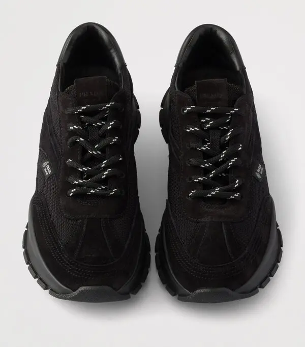 Prada Mesh And Suede Lace-up Sneakers