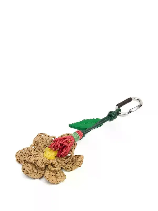 Bimba Y Lola Flower Pendant Raffia Keyring - Neutrals