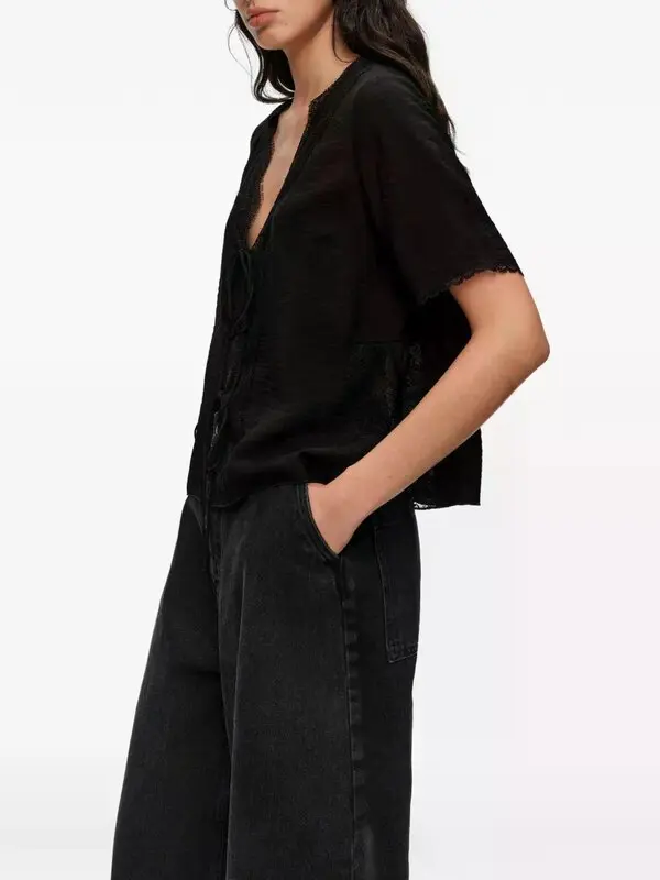 Bimba Y Lola Lace Trimmed V-neck Top