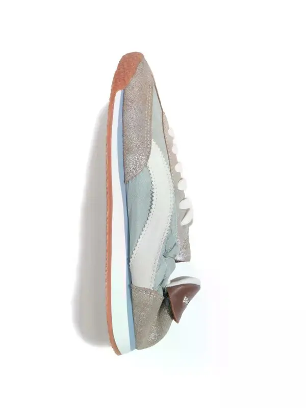 Bimba Y Lola Metallic Suede And Nylon Lace-up Sneakers - Silver