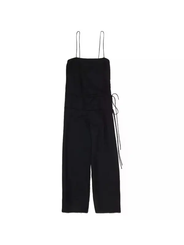 Bimba Y Lola Linen Jumpsuit With Adjustable Waist And Stones - Black