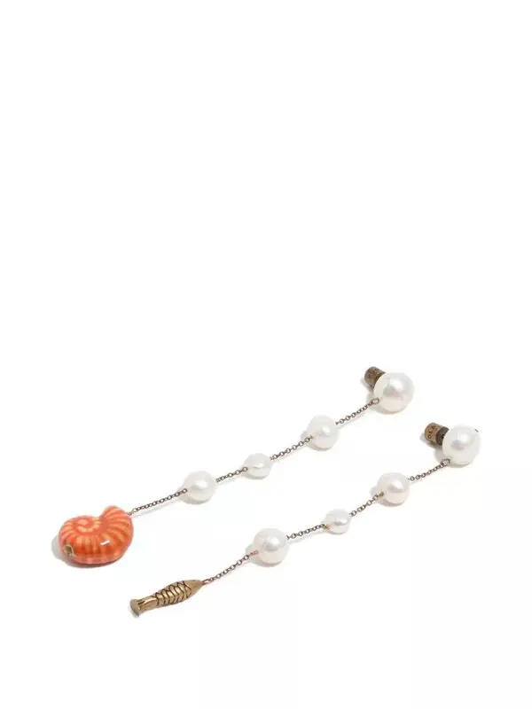Bimba Y Lola Tone Faux Pearl Drop Earrings With Charm Detailing