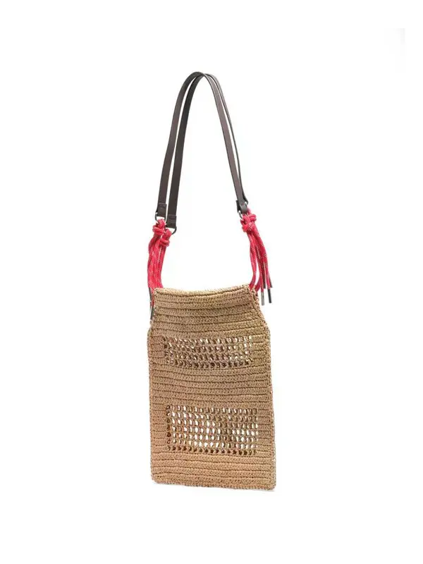 Bimba Y Lola Woven Raffia Shoulder Bag - Neutrals