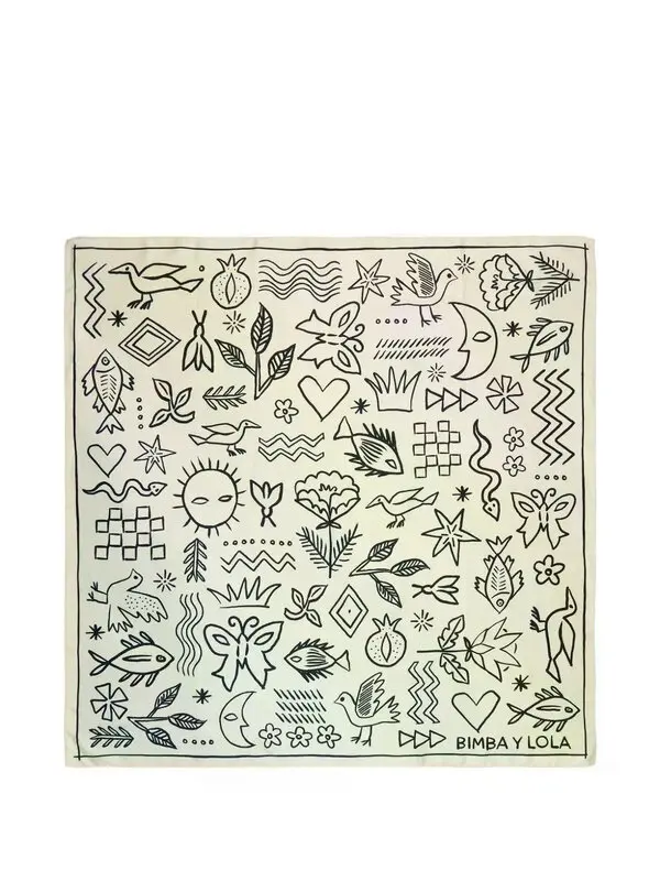 Bimba Y Lola Sketch-motif Scarf - Neutrals