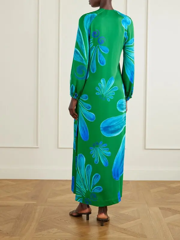 Themis Z Alcmene Embellished Printed Crepe Maxi Dress
