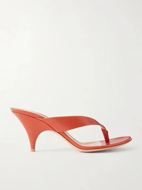 GIANVITO ROSSI Sofia 70 Leather Thong Sandals - Red