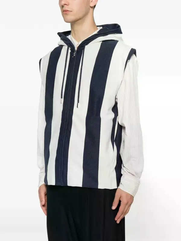Jacquemus Striped Sleeveless Hooded Gilet - Blue