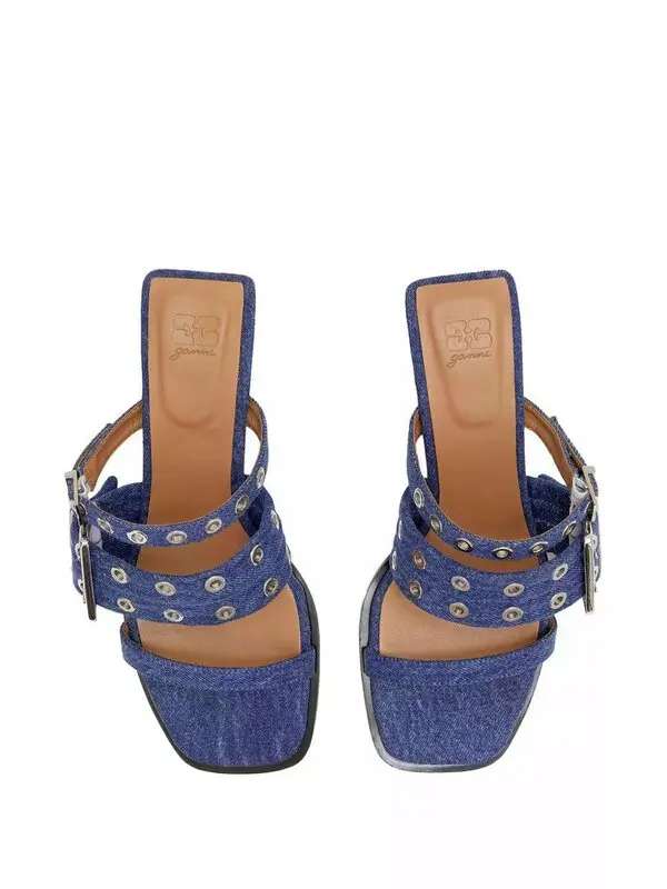 GANNI Buckle-strap Denim Mules