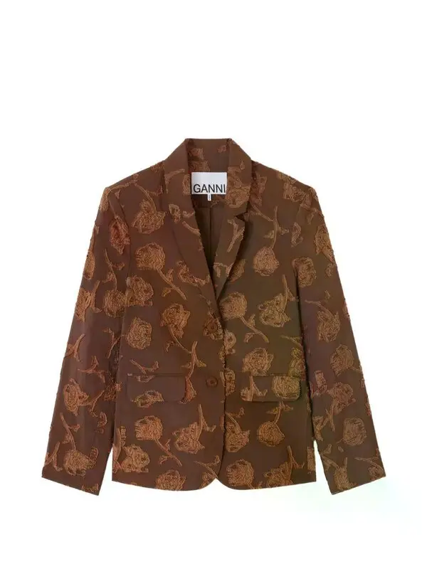 GANNI Floral-pattern Single-breasted Blazer