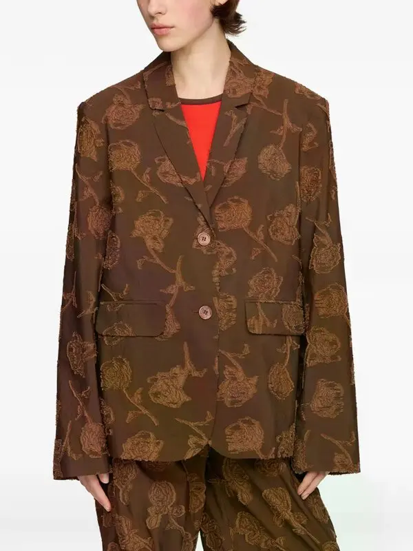 GANNI Floral-pattern Single-breasted Blazer