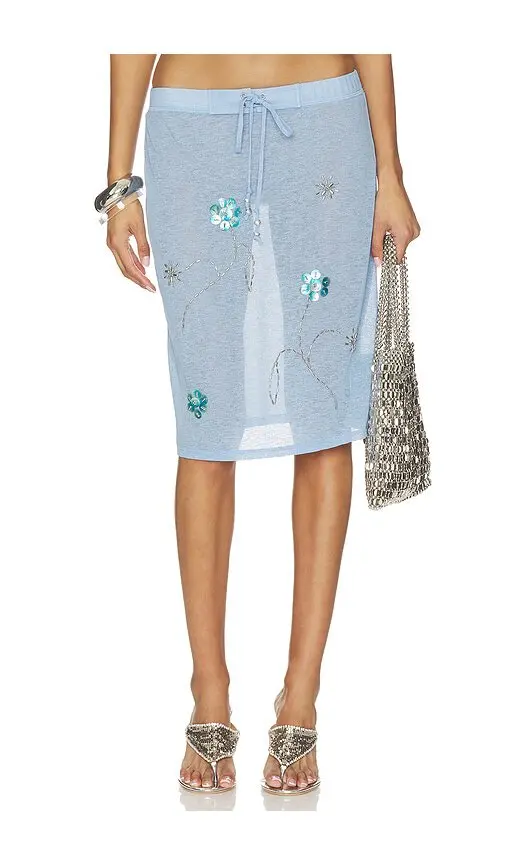 SIEDRES Sequined Floral Embroidery Skirt