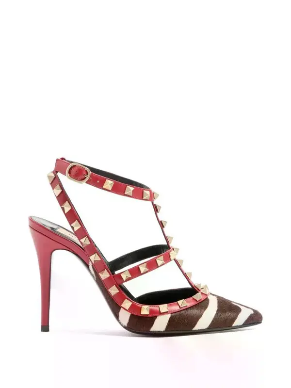 Valentino Garavani Rockstud Pumps In Pony-effect Calfskin 100mm - Brown