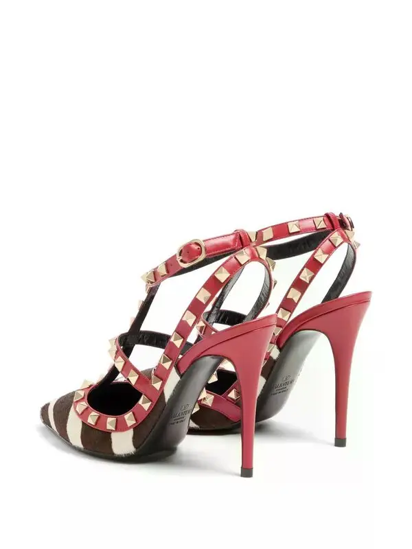 Valentino Garavani Rockstud Pumps In Pony-effect Calfskin 100mm - Brown