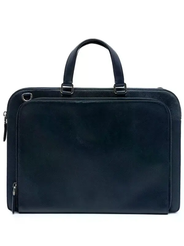Prada Saffiano Leather Briefcase - Blue
