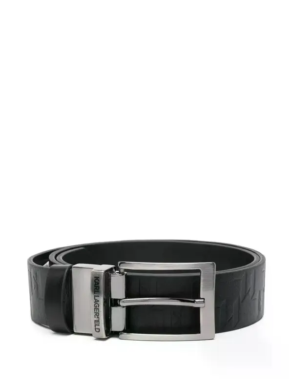 Karl Lagerfeld Logo-debossed Leather Belt - Black