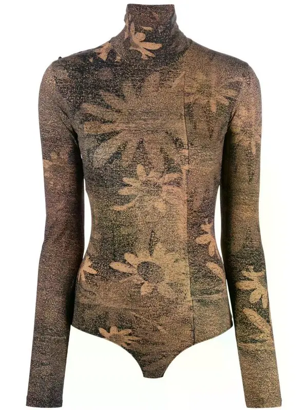 MAISON MARGIELA High Neck Long Sleeve Bodysuit - Brown
