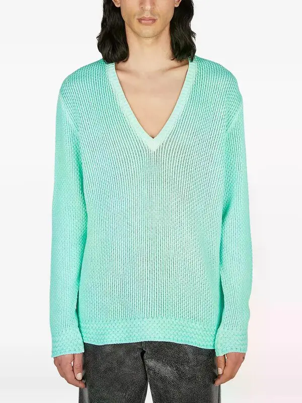 Guess V-neck Open Knit Cotton Sweater