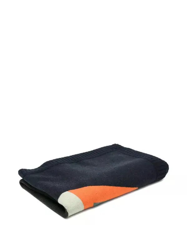 Loewe Colour-block Ribbed-trim Blanket - Blue