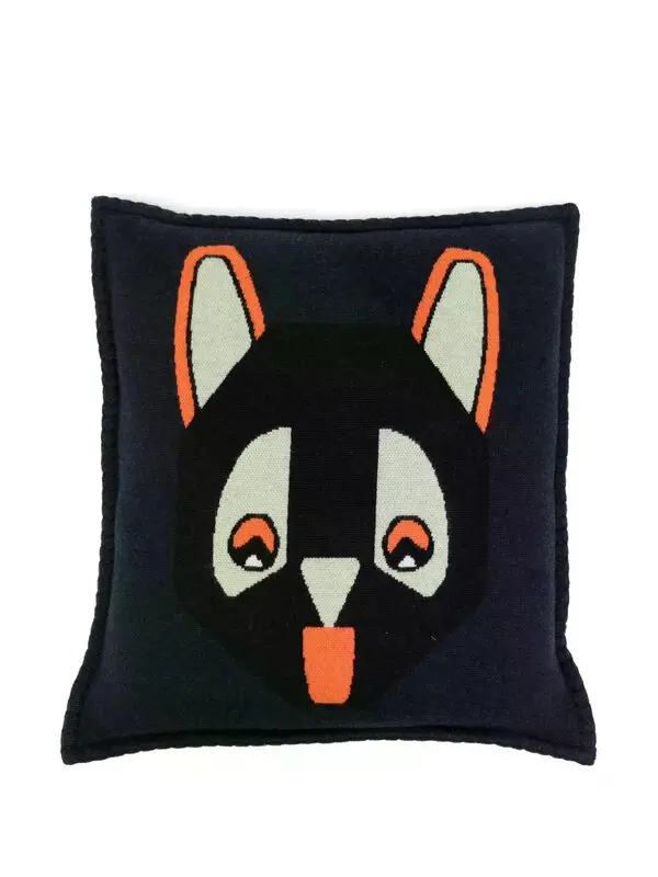 Loewe Cat-motif Square Cushion - Blue