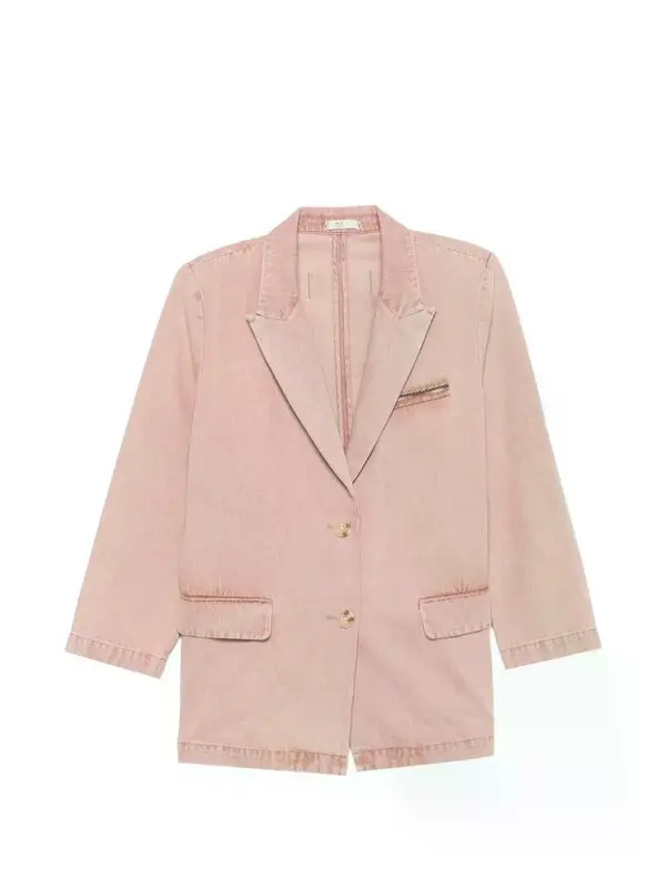 HUI HUI Deep Cotton Denim Blazer - Pink