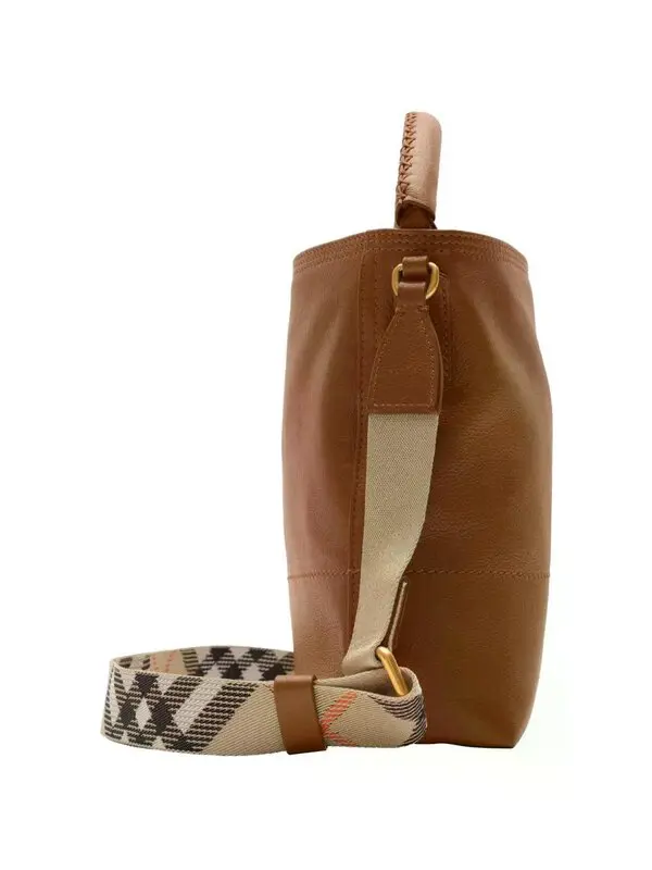Burberry Mini B Clip Bucket Bag In Calf Leather - Brown