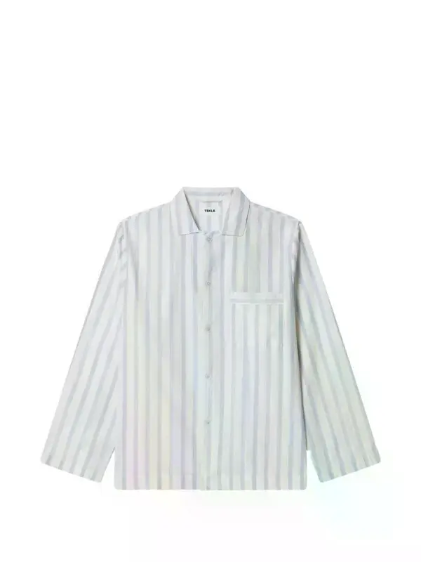 TEKLA Striped Pajama Shirt - White