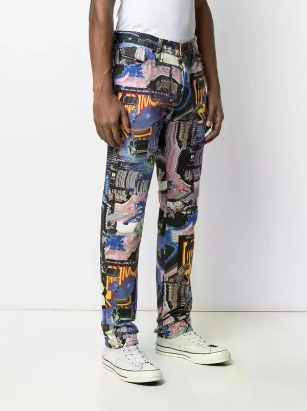 DIESEL® D-kras Graphic Print Jeans - Blue