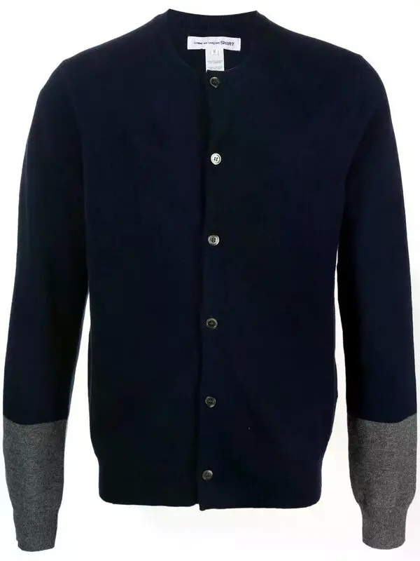 Comme Des Garçons Wool Colour-block Cardigan - Blue