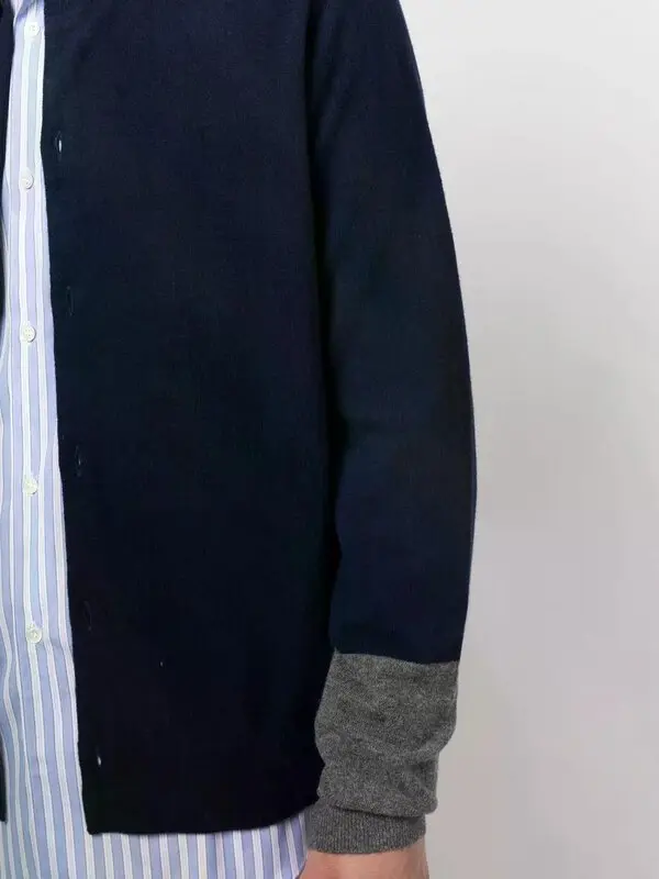 Comme Des Garçons Wool Colour-block Cardigan - Blue
