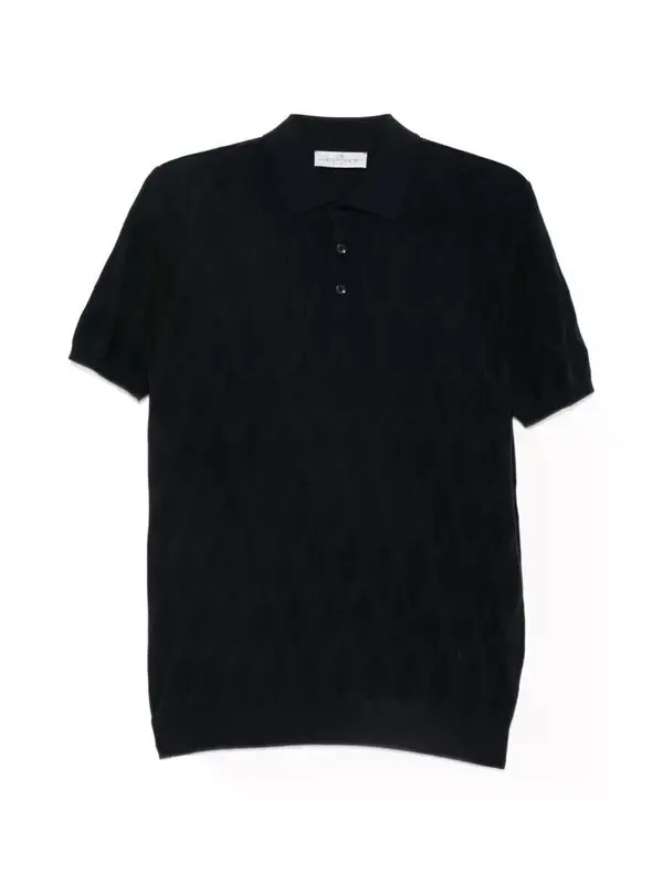 JEORDIE'S Diamond-knit Polo Shirt - Blue