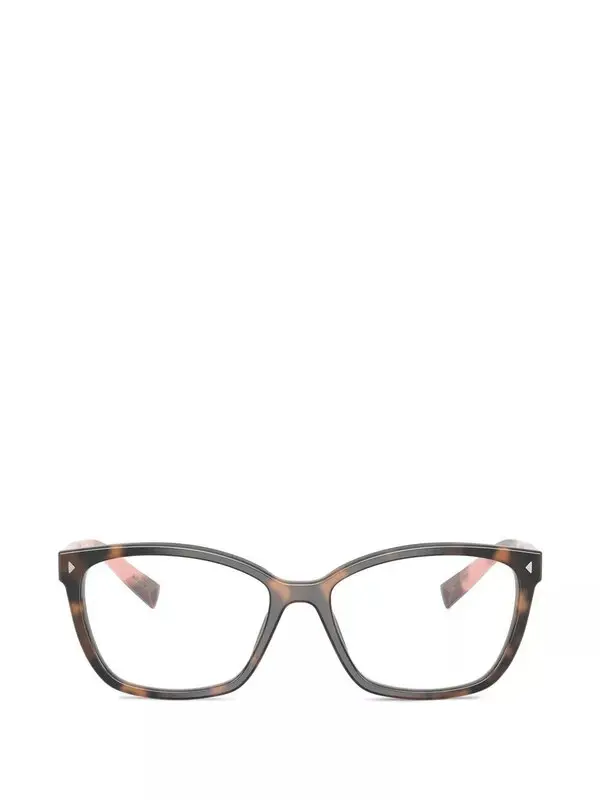 Prada Tortoiseshell Effect Full Rim Rectangle Glasses - Brown